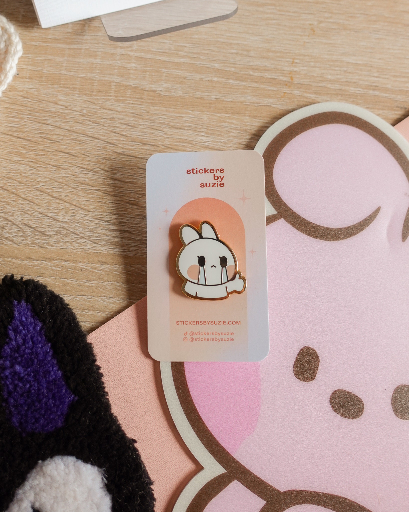 Crying Bunny Enamel Pin | Bunny Gifts | Bunny Enamel Pin | Gifts for ...