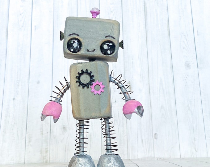 Rox-e 2.4 Robot Figurine, Robot Sculpture, Handmade Wooden Robot ...