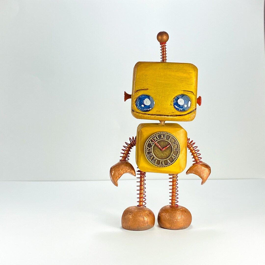 LUMEN 2.4 Robot Handmade Wooden Robot Figurine Sculpture - Etsy UK