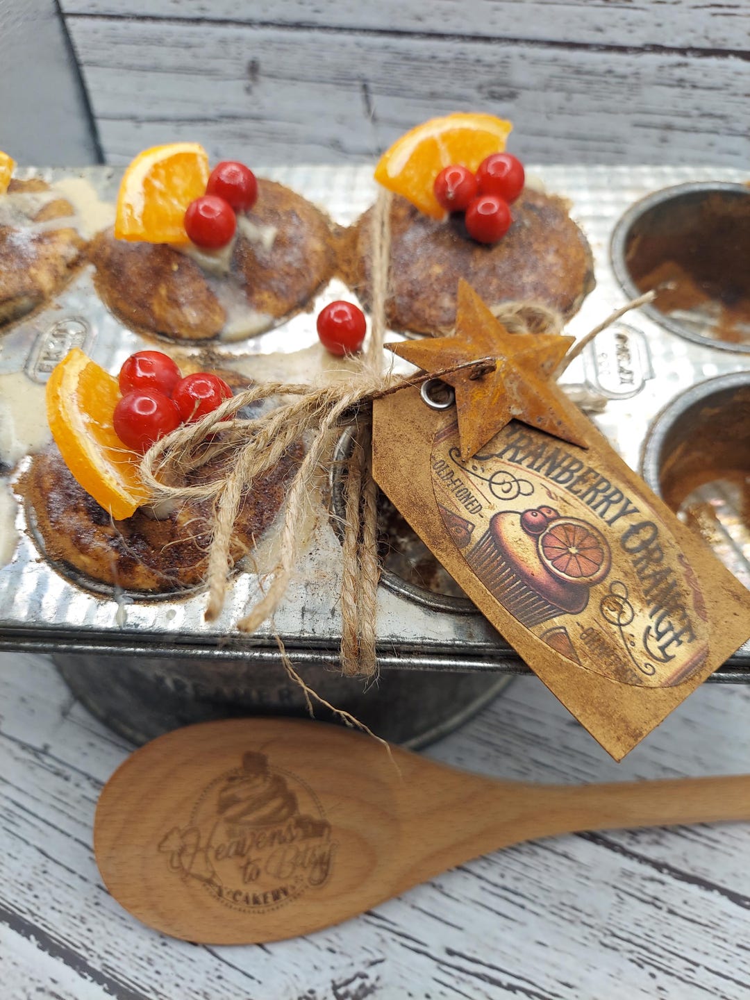 Primitive Muffins, Fake Pumpkin Pie, Cinnamon, Rustic Decor, Cranberry ...