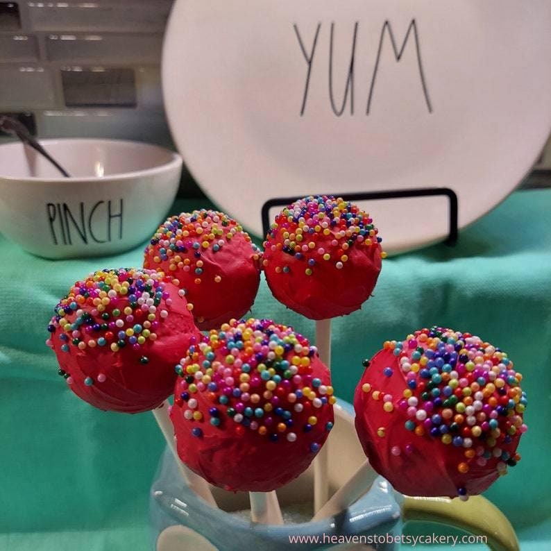 FAKE Dark Pink Cake Pops With Nonpareils - Etsy
