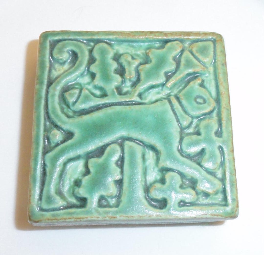 Motawi Tileworks Green Cat Tile - Etsy