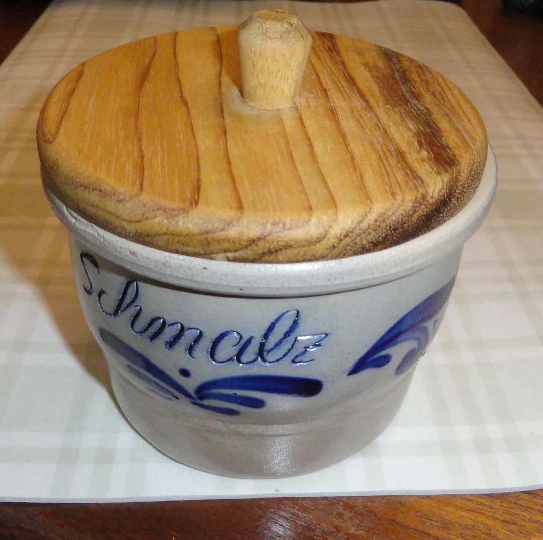Salt Glazed German Lard Pot W Wooden Lid - Etsy