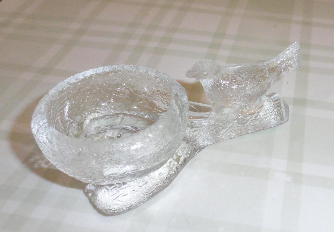 Bird With Nests Salt Cellars, Set of 4, Clear Pressed Glass - Etsy