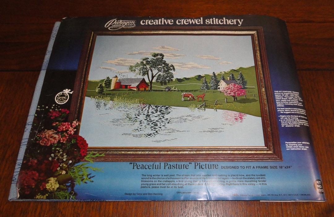 Crewel Kit Peaceful Pasture by Paragon Needlecraft - Etsy