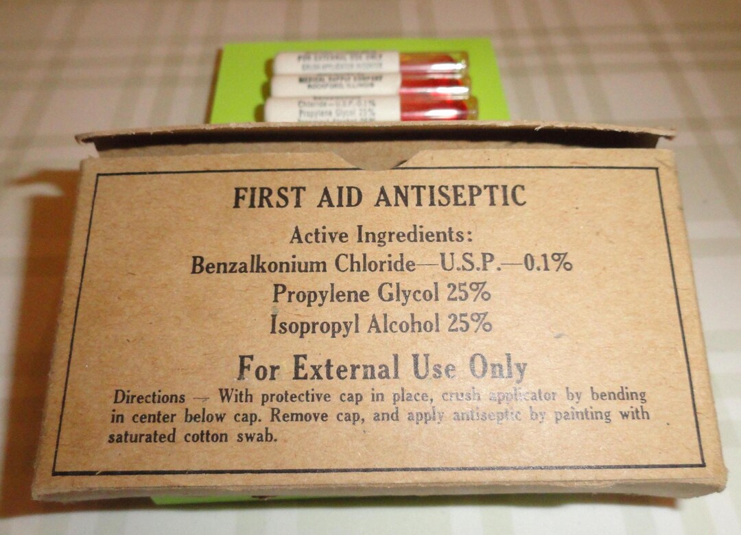 First Aid Antiseptic in Original Box - 6 Out of 10 Vials, Circa 1950 - Etsy