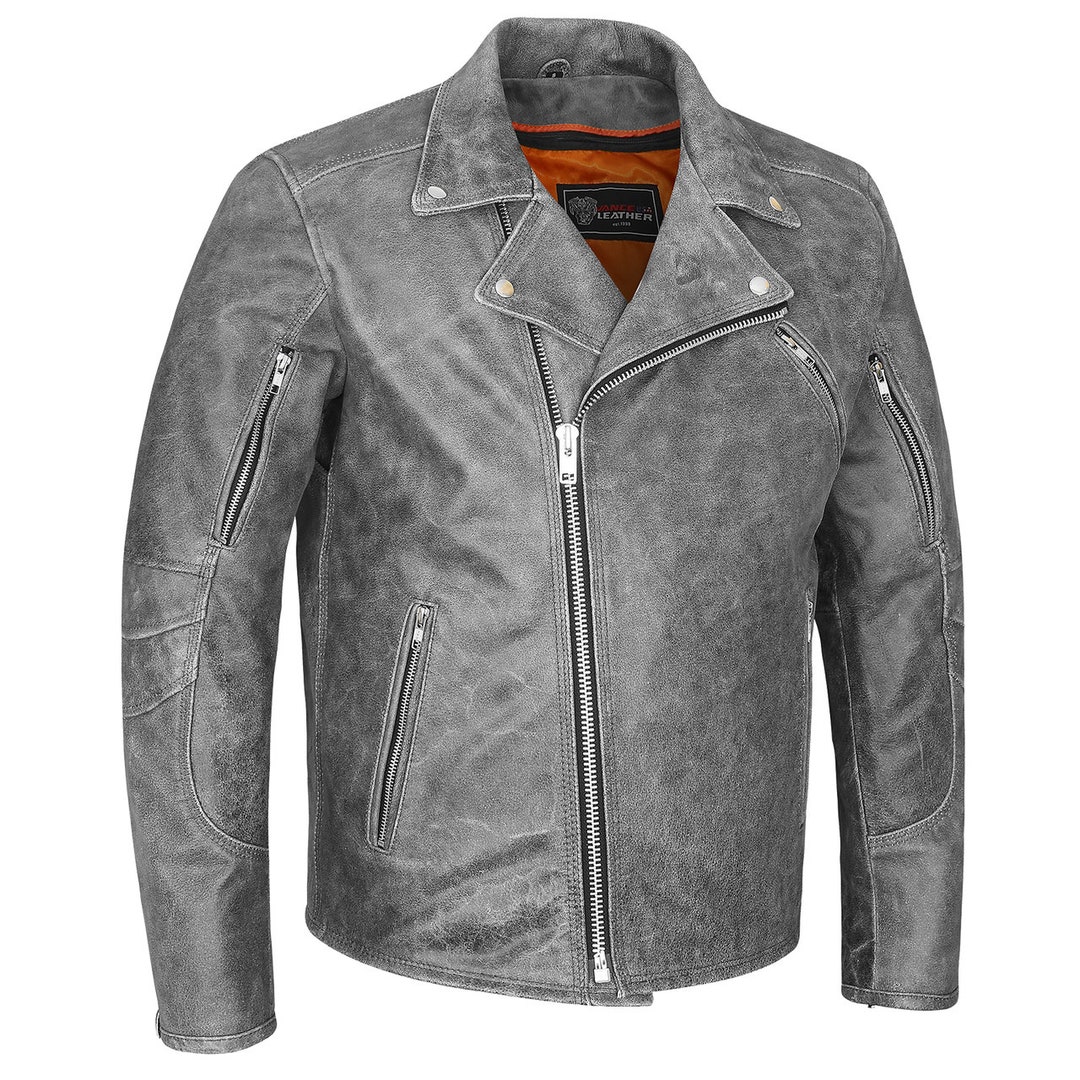 Mens Beltless Dual Conceal Carry Distressed Gray Premium Cowhide ...