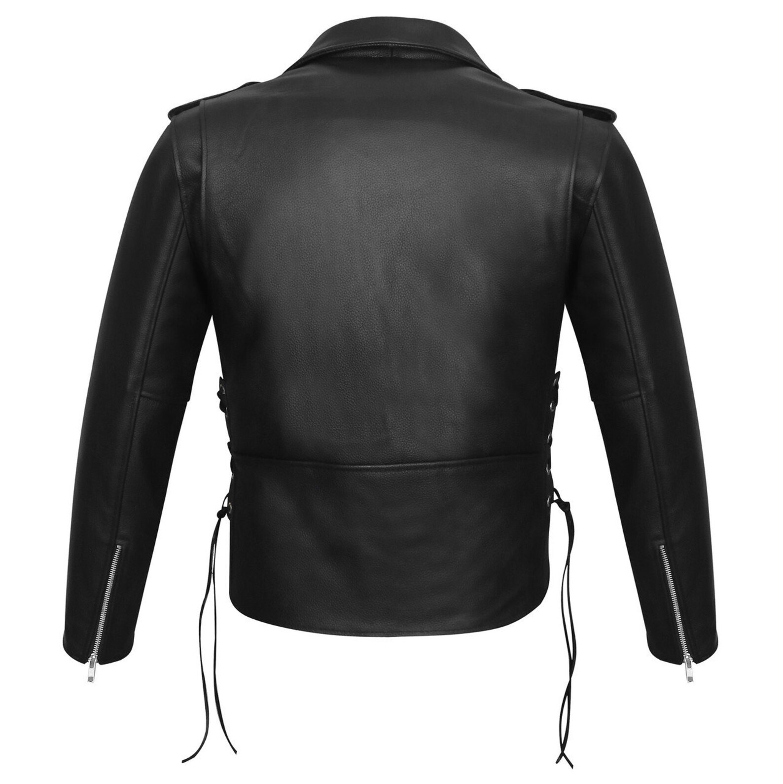 Men's Premium Classic Police Style Motorcycle Black Leather Jacket W ...