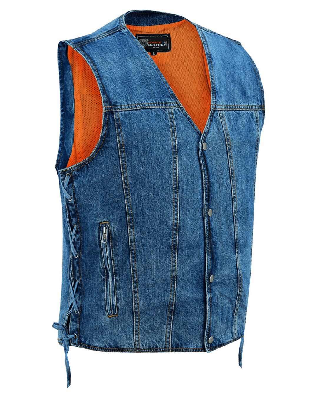 Vance Mens Blue V-neck Denim Vest for Motorcycle Riders - Etsy