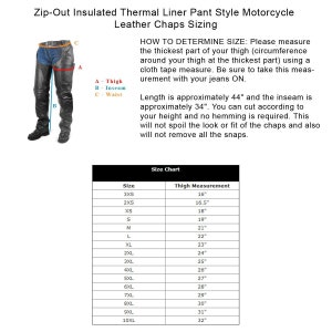 Unisex Black Zip-out Insulated Pants Style Biker Leather Motorcycle ...