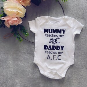 Personalised Football Baby Grow Liverpool Manchester Utd/city Leeds ...