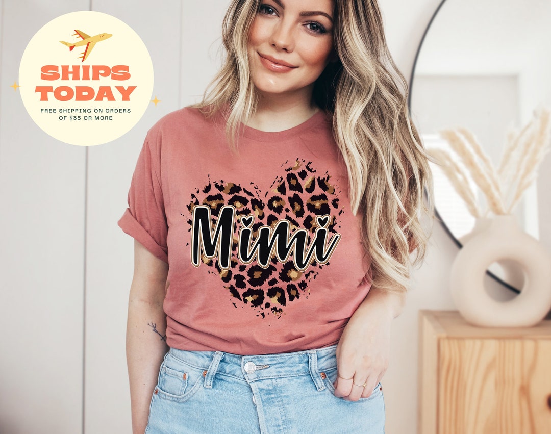 Leopard Mimi Shirt,cheetah Print Mimi Shirt,mimi Gift,grandma Shirt ...