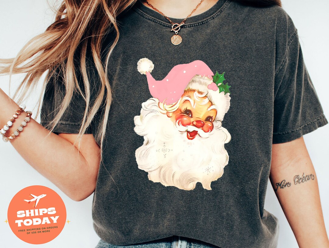 Christmas Santa Shirt, Pink Santa Shirt, Gift for Christmas, Retro ...