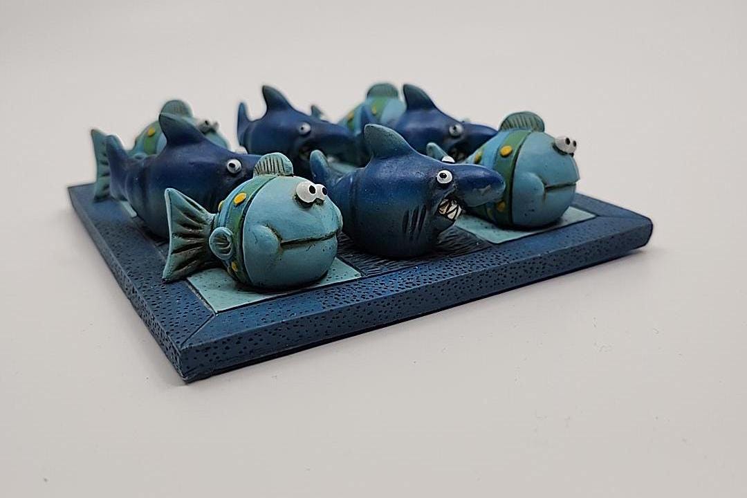 Vintage Rare Resin, Tic Tac Toe Board, Fish N Shark Theme, Unbranded - Etsy