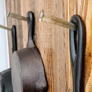 Handcrafted Solid Wood Wall Pot & Pan Rack - Vintage Style Skillet ...