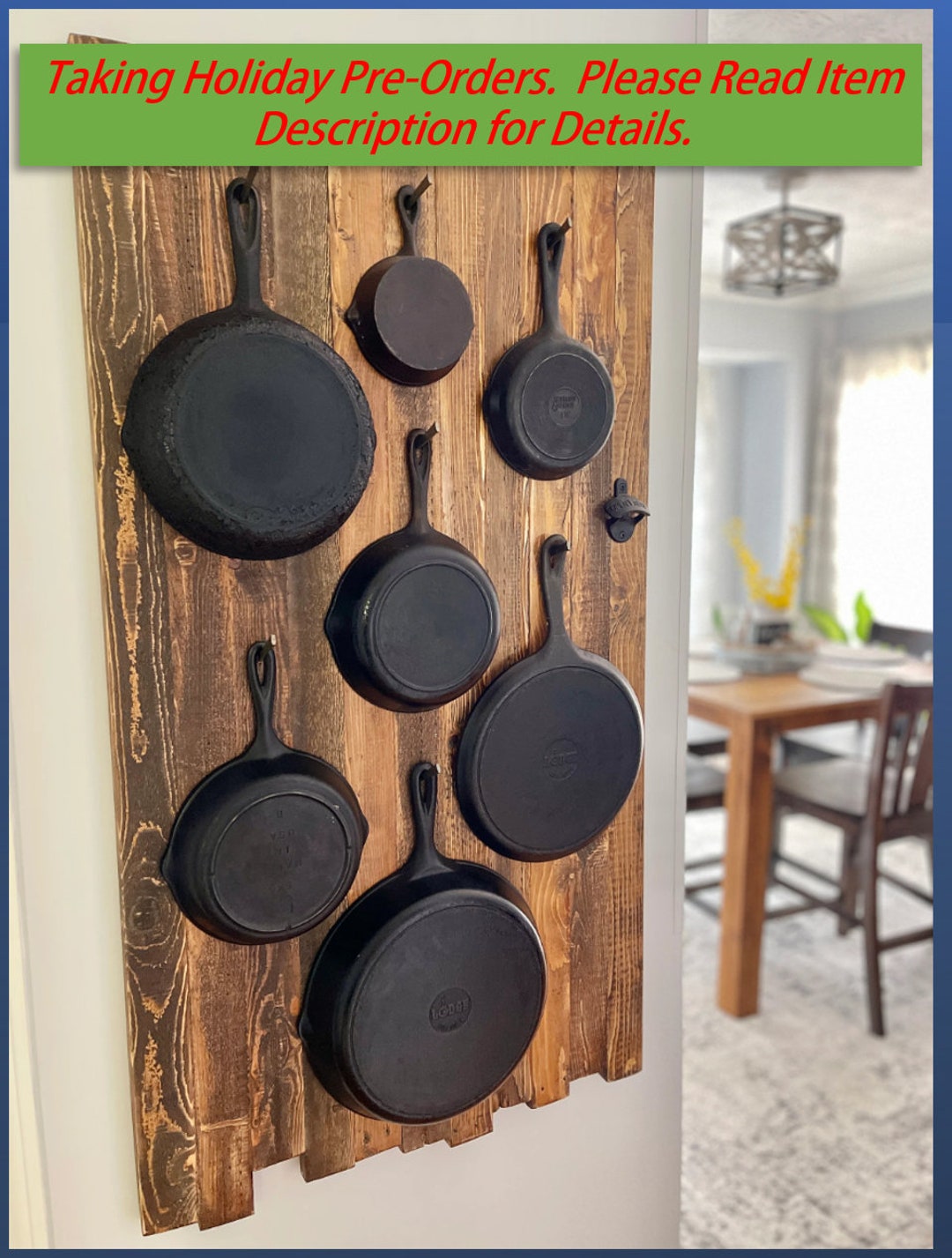 Handcrafted Solid Wood Wall Pot & Pan Rack Vintage Style - Etsy