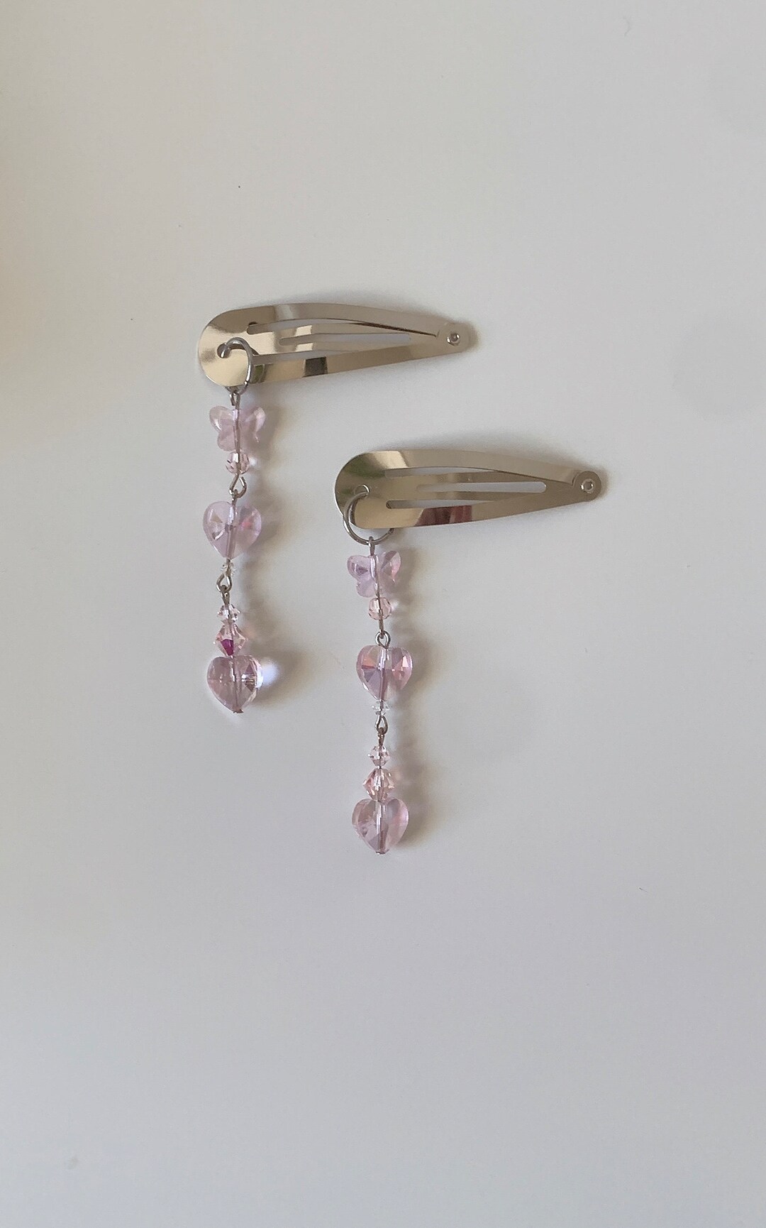 Pink Beaded Heart Hair Clips - Etsy