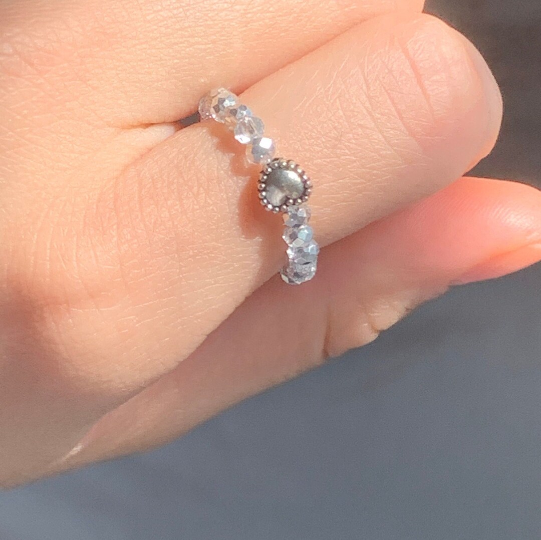 Dainty Heart Beaded Ring - Etsy