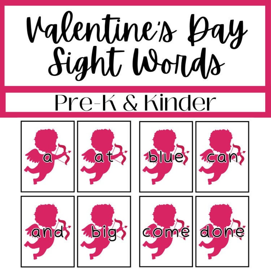 Valentine's Day Sight Words Flashcards Printable Notes Sight Word ...