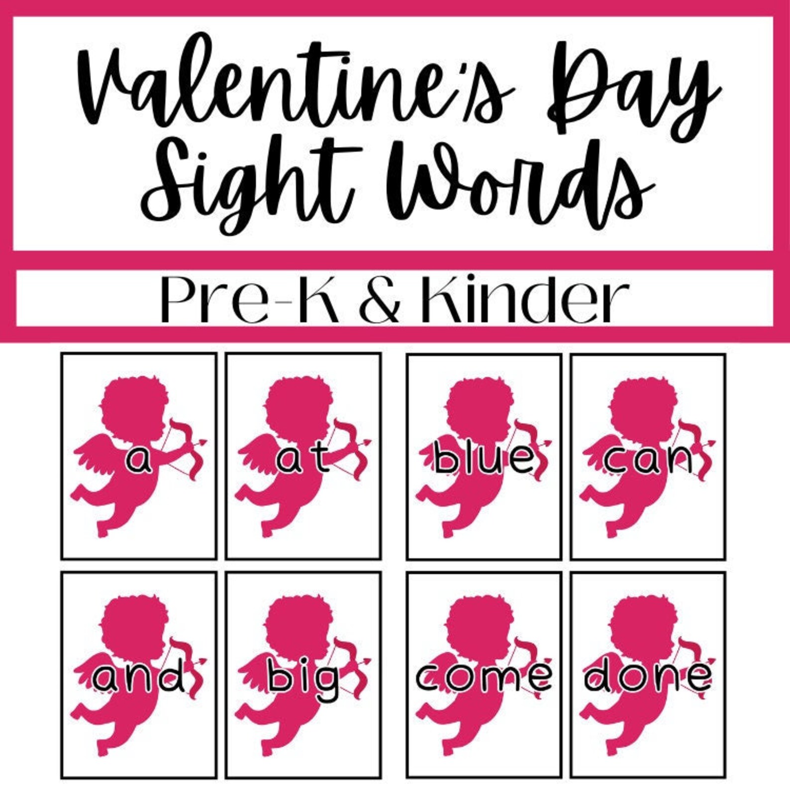 Valentine's Day Sight Words Flashcards Printable Notes Sight Word ...