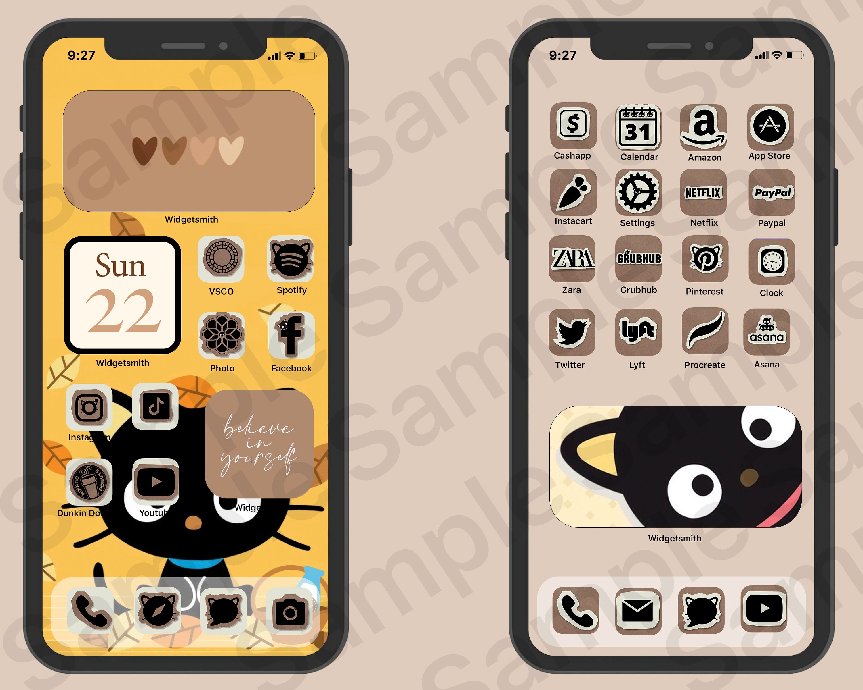 IOS 16 App Icons Pack Cute Cat Kawaii Brown Neutral Premium App Icons ...