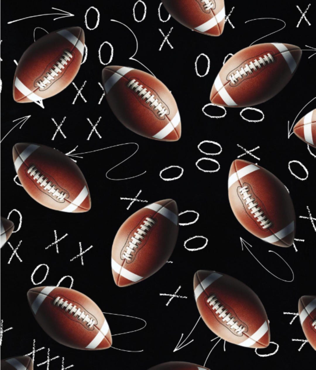 Football and Strategy on Black Fabric 1/2 Yard - Etsy