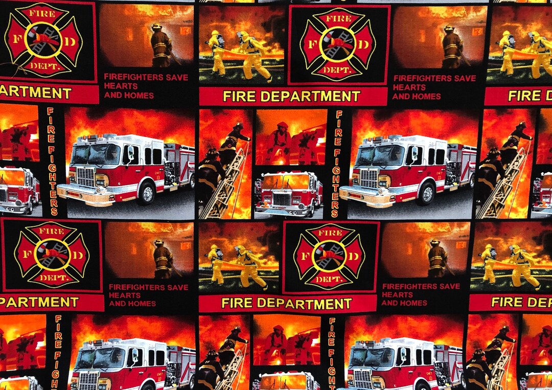 Fire Department Cotton Fabric 18” L X 43" W 1/2 Yard - Etsy