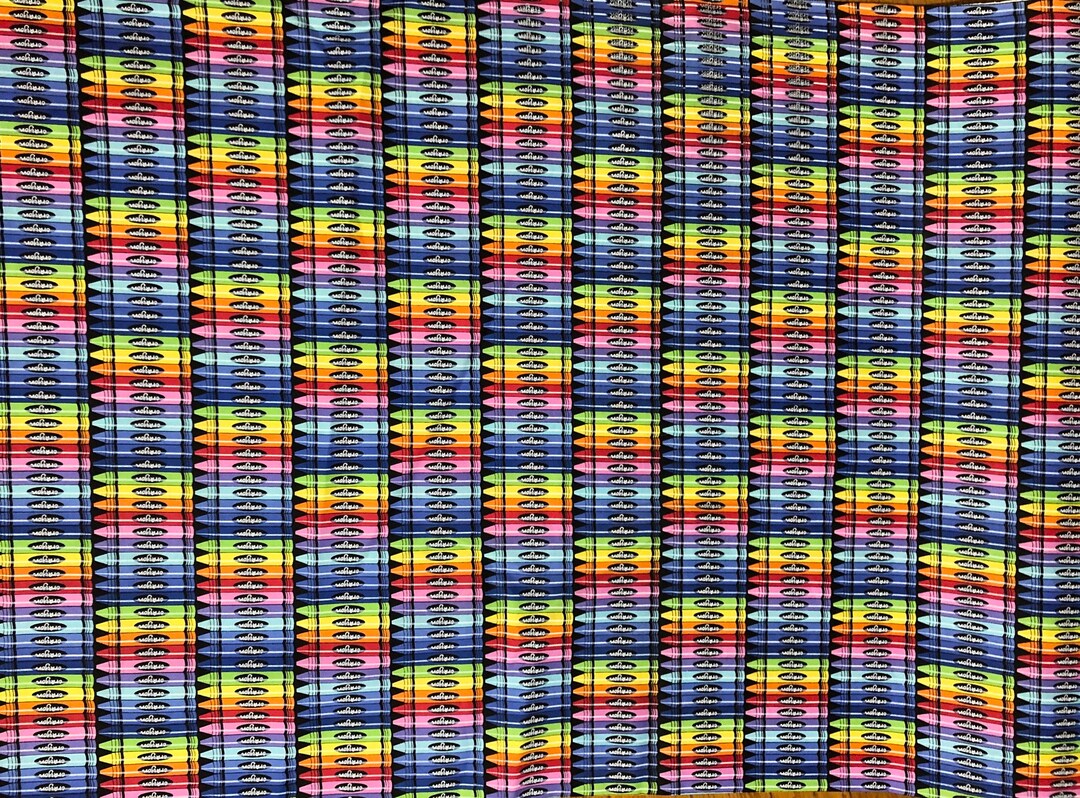 Rainbow Crayons Print Cotton Fabric 1/2 Yard - Etsy