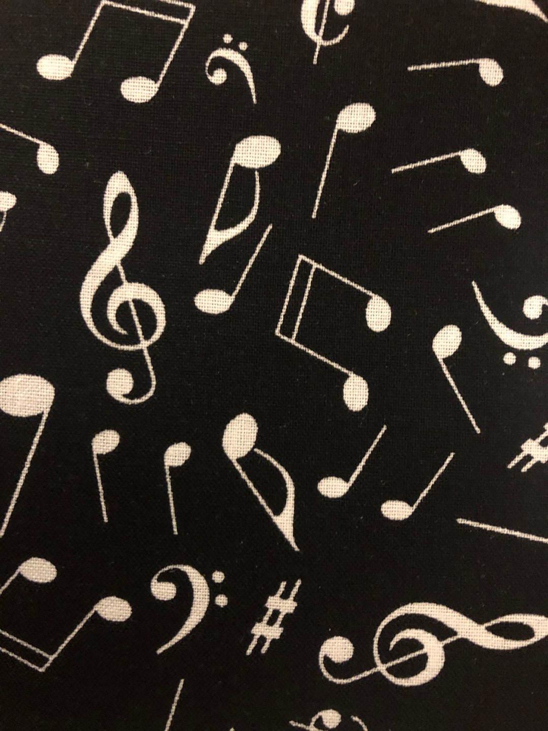 Music Notes Cotton Fabric - Black FQ Precut - Etsy