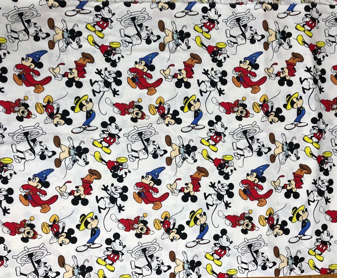 Mickey Mouse Cotton Fabric - Through the Years 1/2 Yard - Etsy