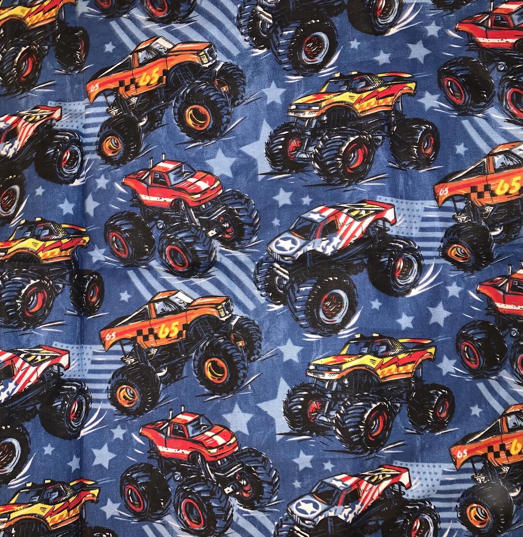 Monster Trucks Novelty Cotton Fabric 1/2 Yard - Etsy