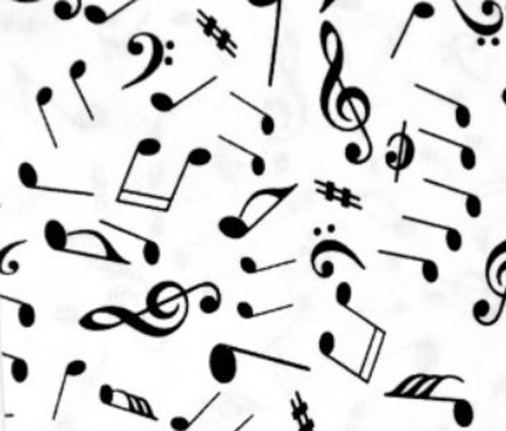 Music Notes Cotton Fabric White FQ - Etsy