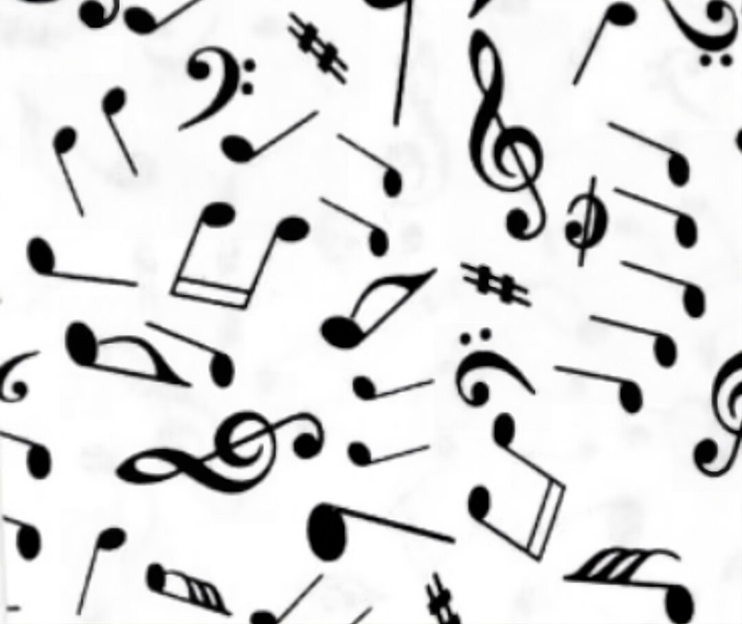 Music Notes Cotton Fabric - White FQ Precut - Etsy