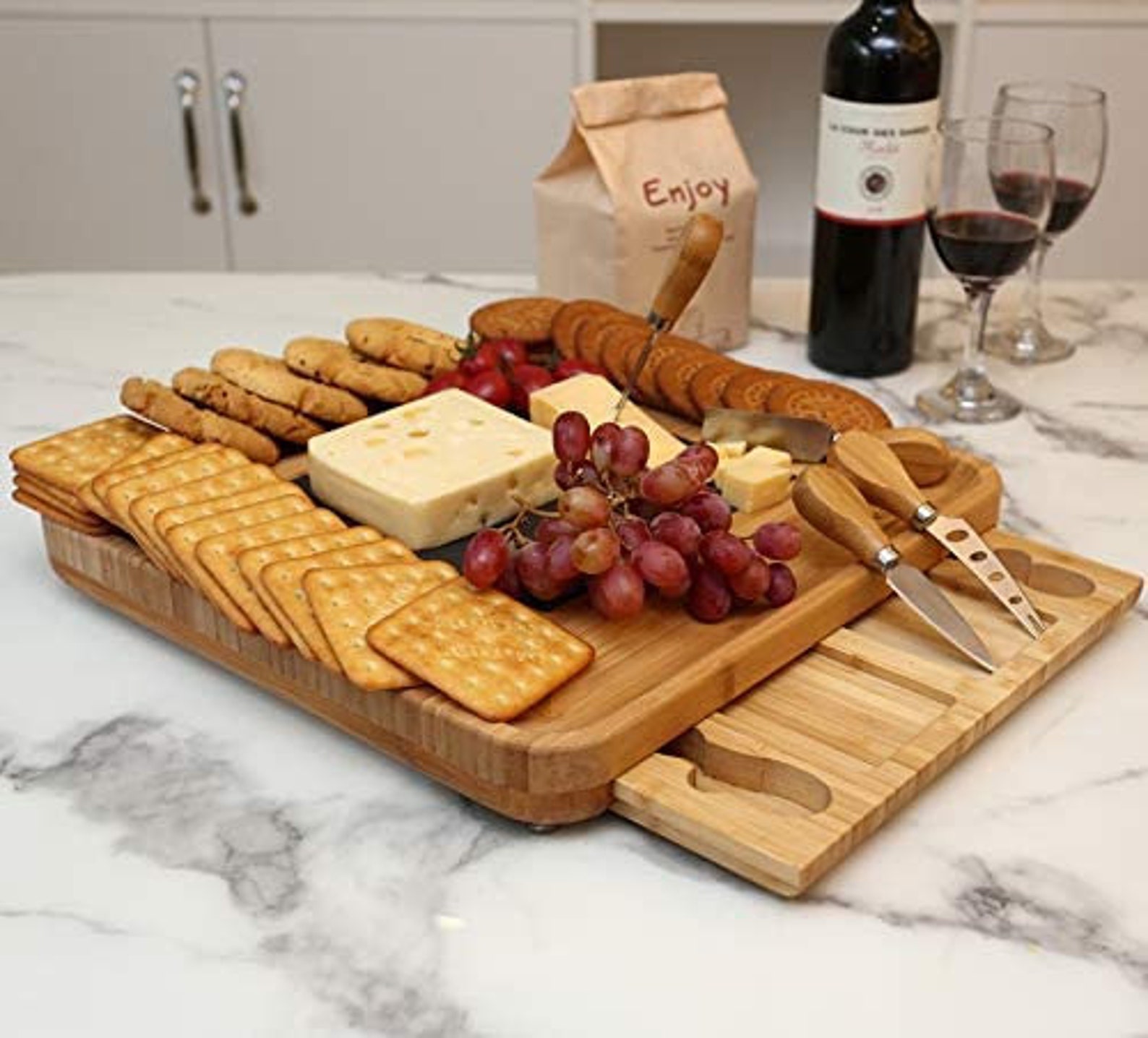 Cheese Chef Cheese Board with Set of 4 Knives Slate Board and | Etsy