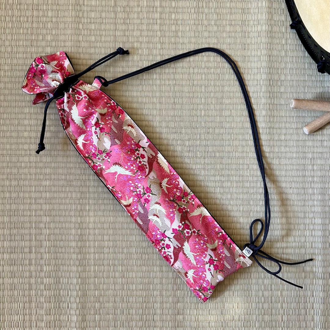 Handmade Japanese Taiko Drum Bachi Stick Bag With Flying Cranes Design ...