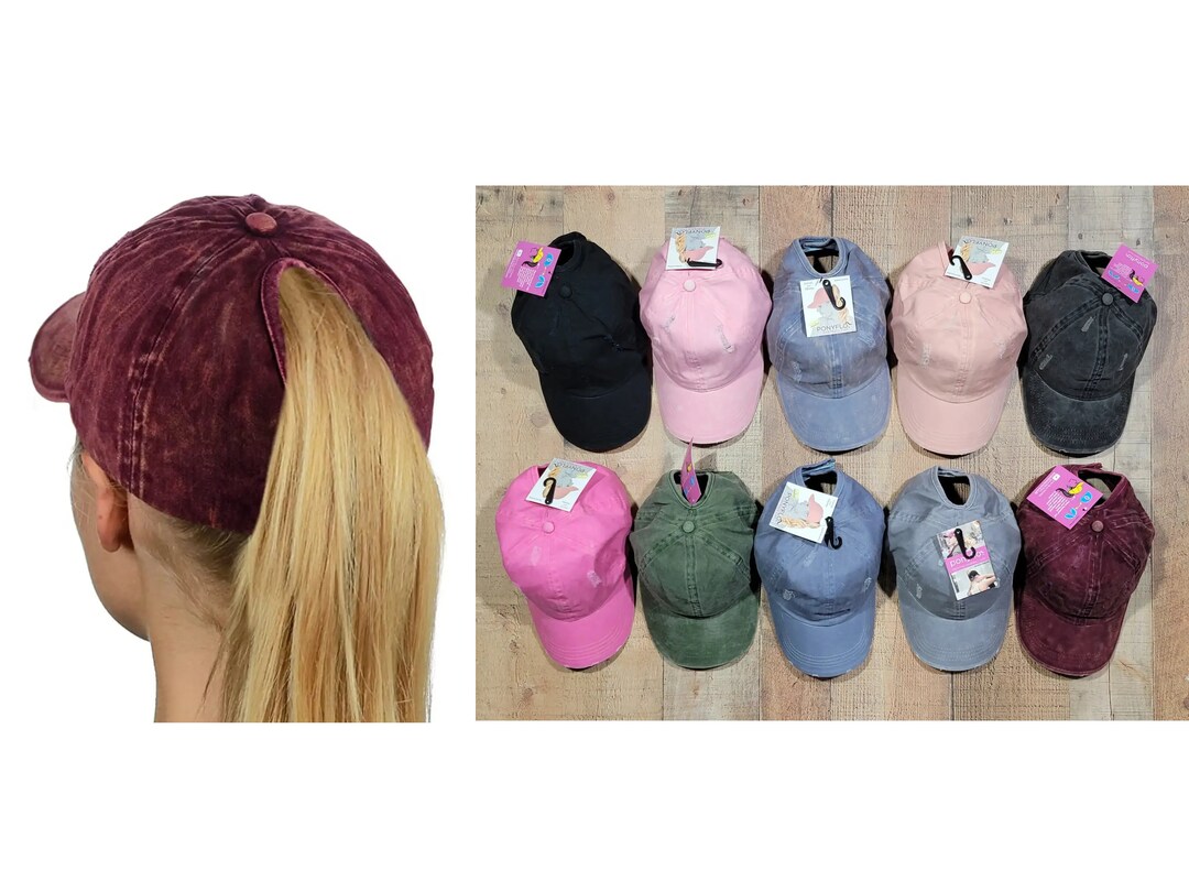 PONYFLO Distressed Cotton Ponytail Cap - Etsy