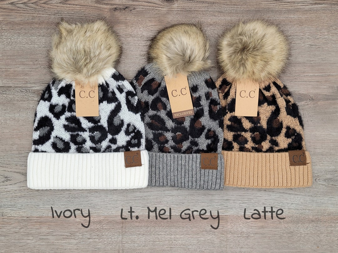 C.C Leopard Print Pom Beanie - Winter Hat - Etsy