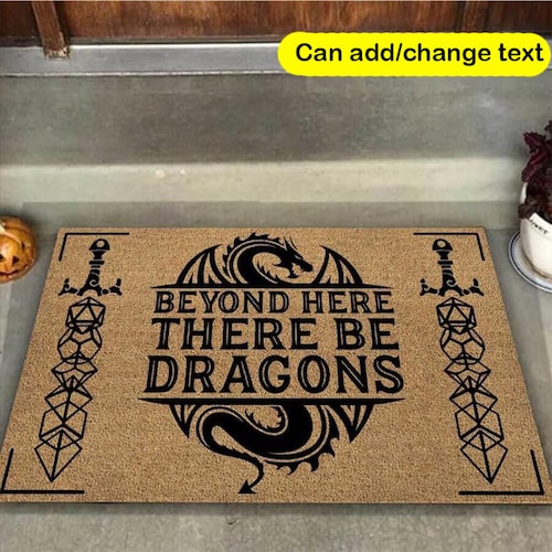 Dragon Doormat Beyond Here There Be Dragons Outdoor Welcome | Etsy