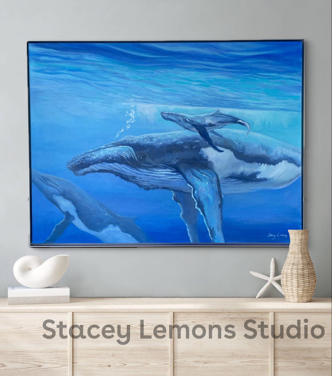 Large Original Oil Painting Seascape Whale Painting Ocean Salt Life Art ...