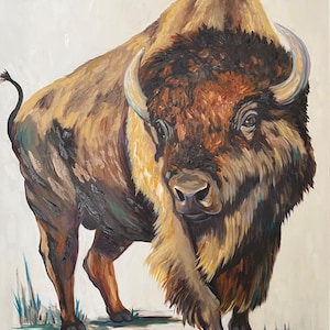 Original Extra Large Bison/buffalo Painting 48x36 - Etsy