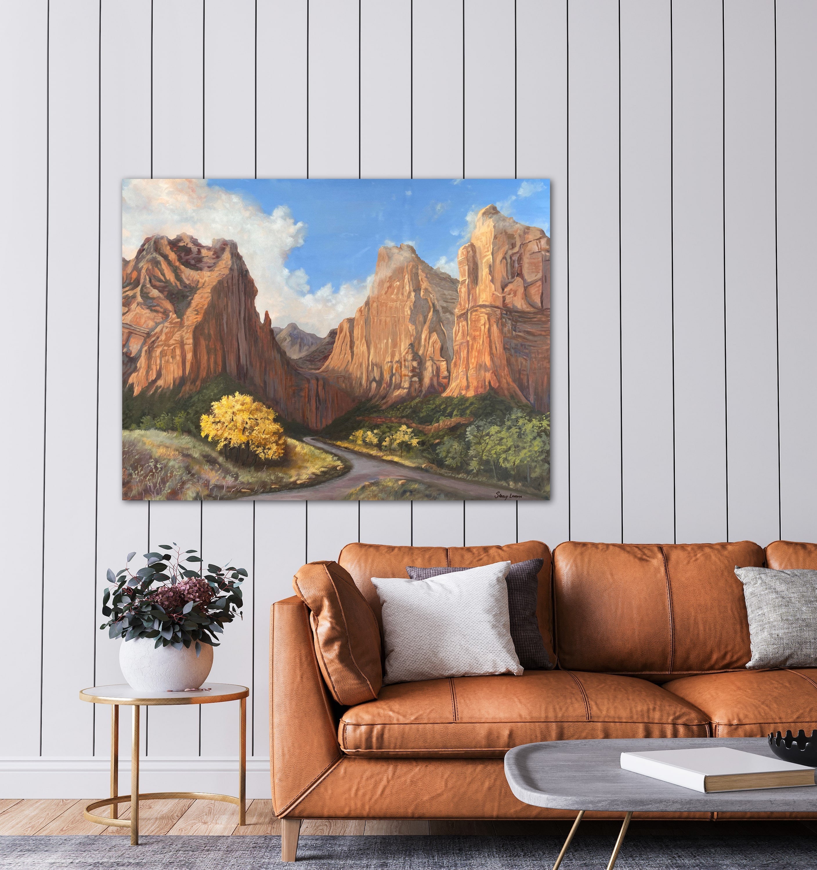 Large Original Oil Painting Zion National Park. Courtyard of the ...