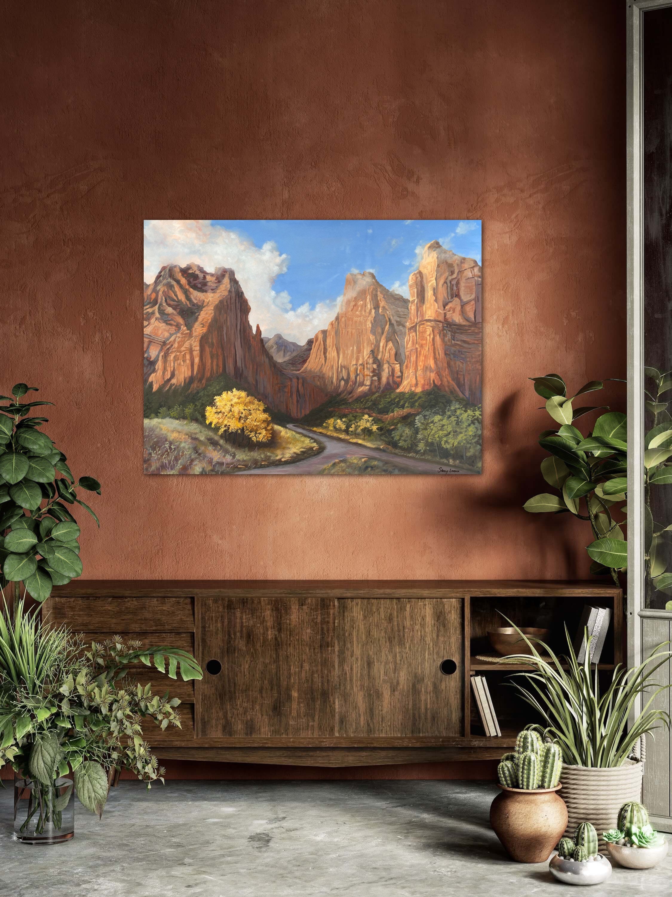 Large Original Oil Painting Zion National Park. Courtyard of the ...