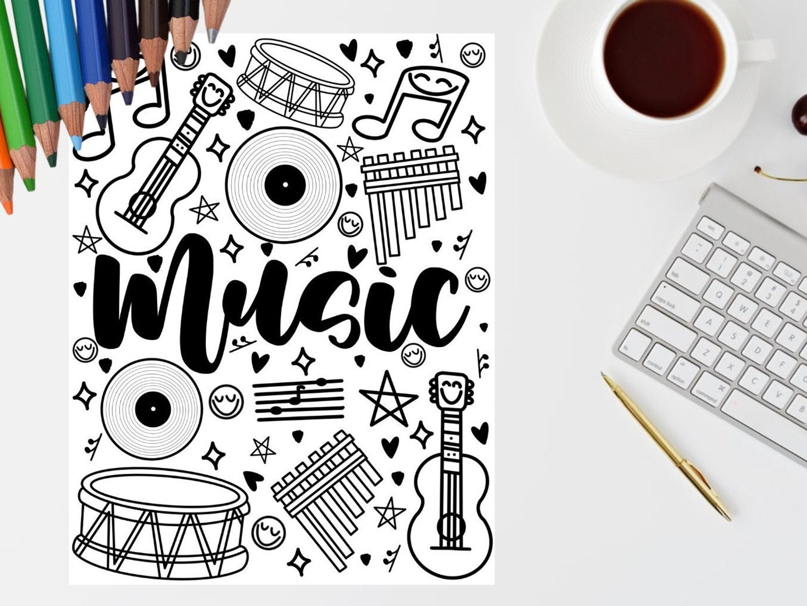 Music Coloring Pages Digital Download Prints Coloring Pages - Etsy