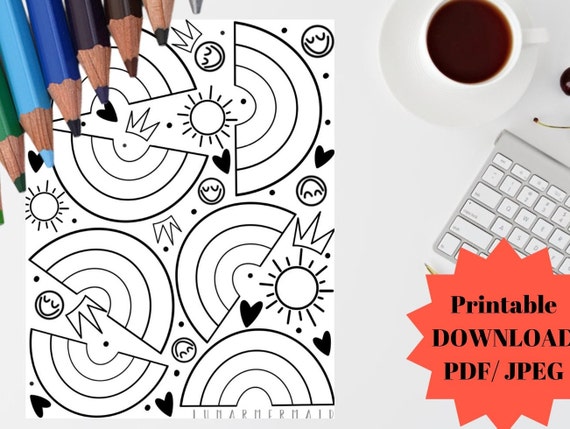 Rainbow Coloring Page Digital Download Printable Activity - Etsy UK