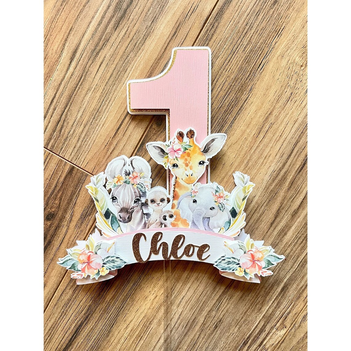 Safari Girl Cake Topper One Safari Cake Topper Jungle 1st - Etsy