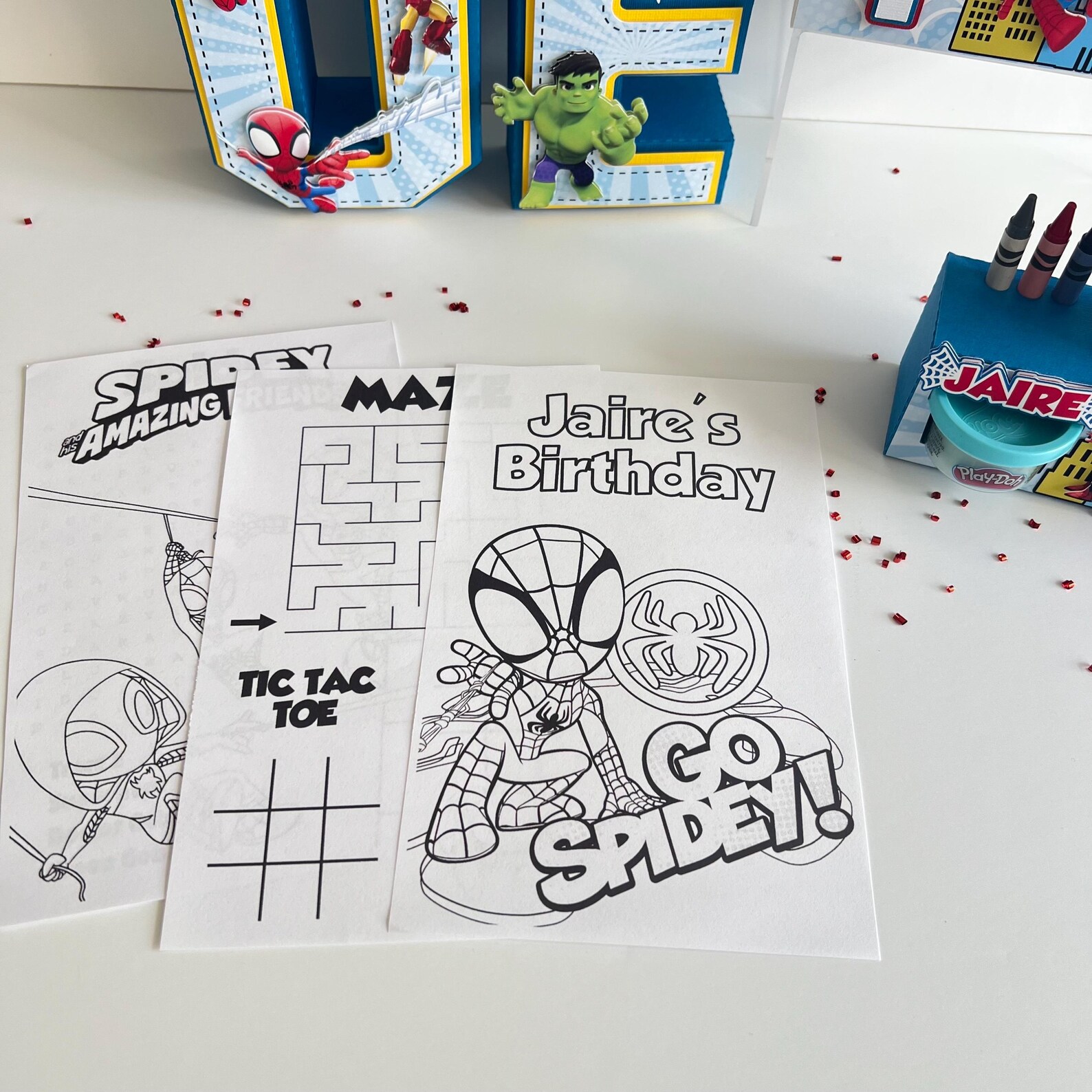 Personalized Spidey Play-doh Box Party Favors: Crayons & Coloring ...