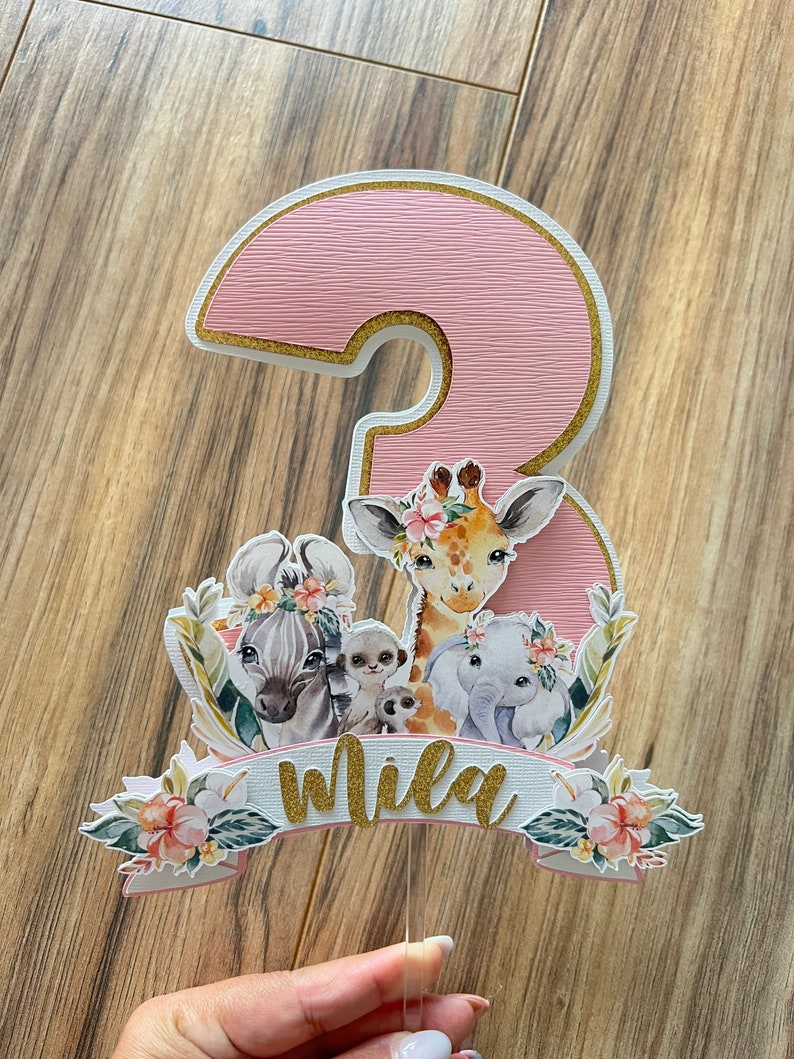 Safari Girl Cake Topper One Safari Cake Topper Jungle 1st - Etsy