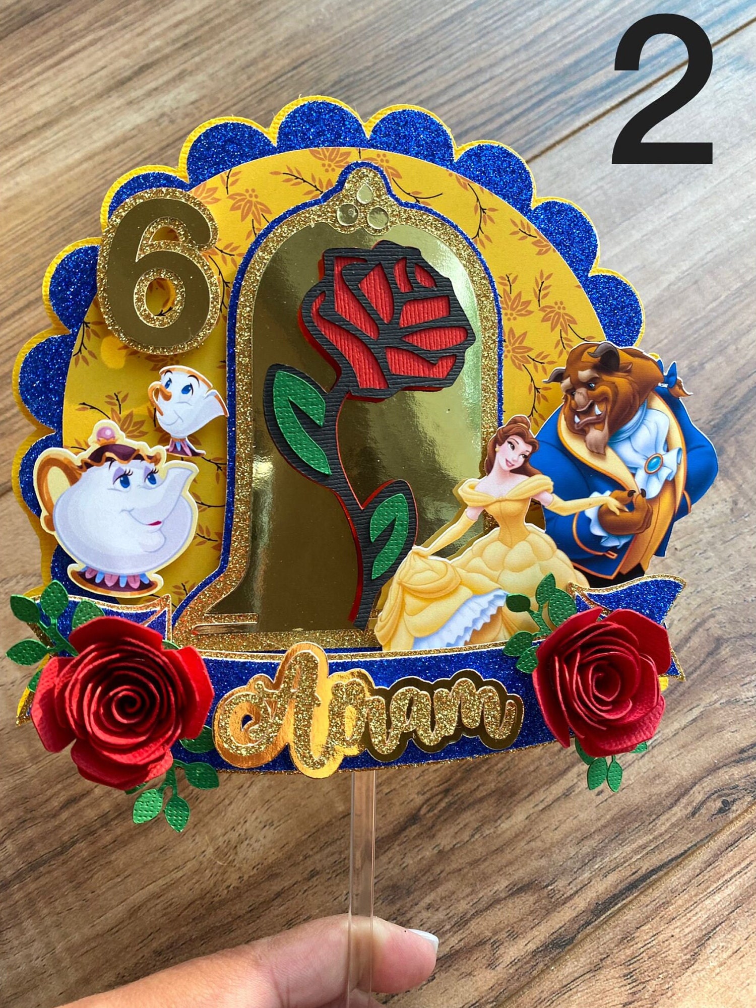 Personalized Beauty and the Beast Birthday Cake Topper - Etsy