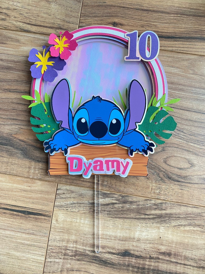 Stitch Cake Topper Stitch Birthday Party Stitch Birthday Etsy Uk