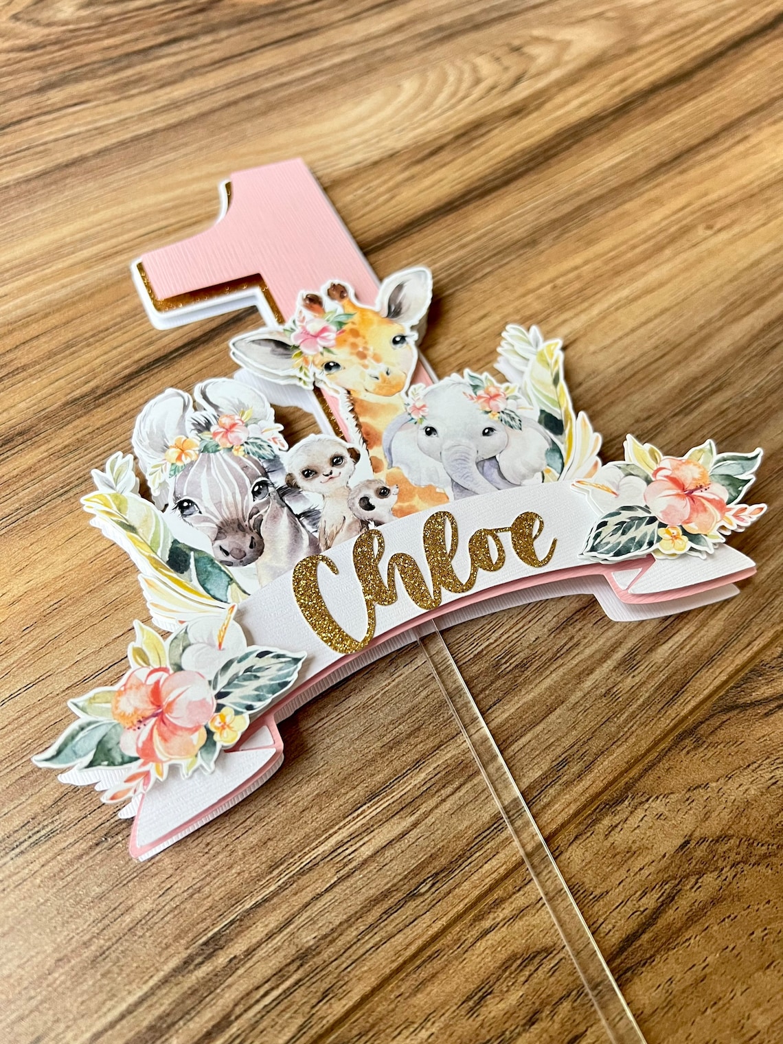 Safari Girl Cake Topper One Safari Cake Topper Jungle 1st - Etsy